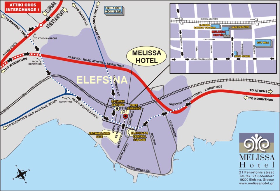 Map & Directions - Melissa Hotel Elefsina, Greece | Book Online