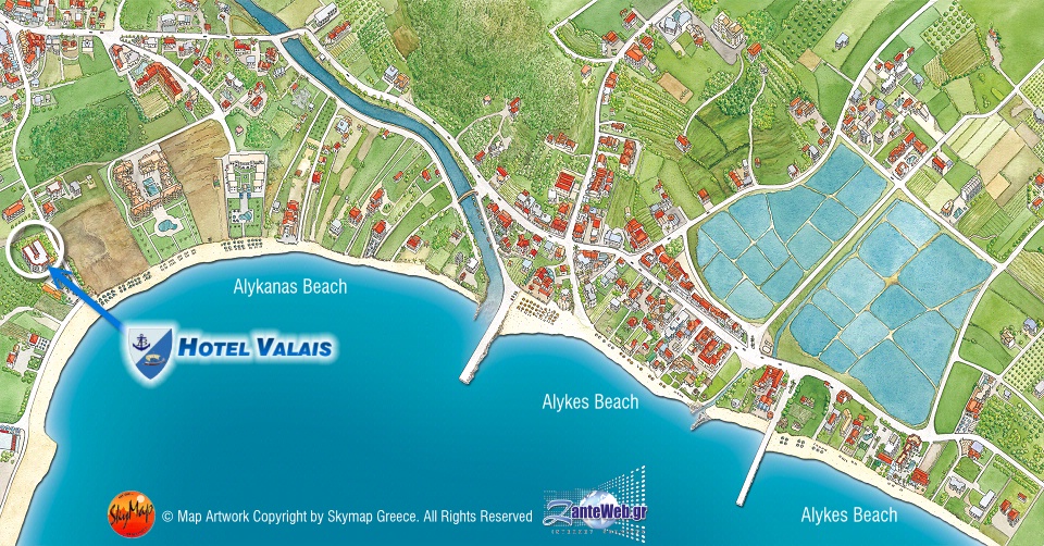 Map & Directions - Valais Hotel Zante | Book Online